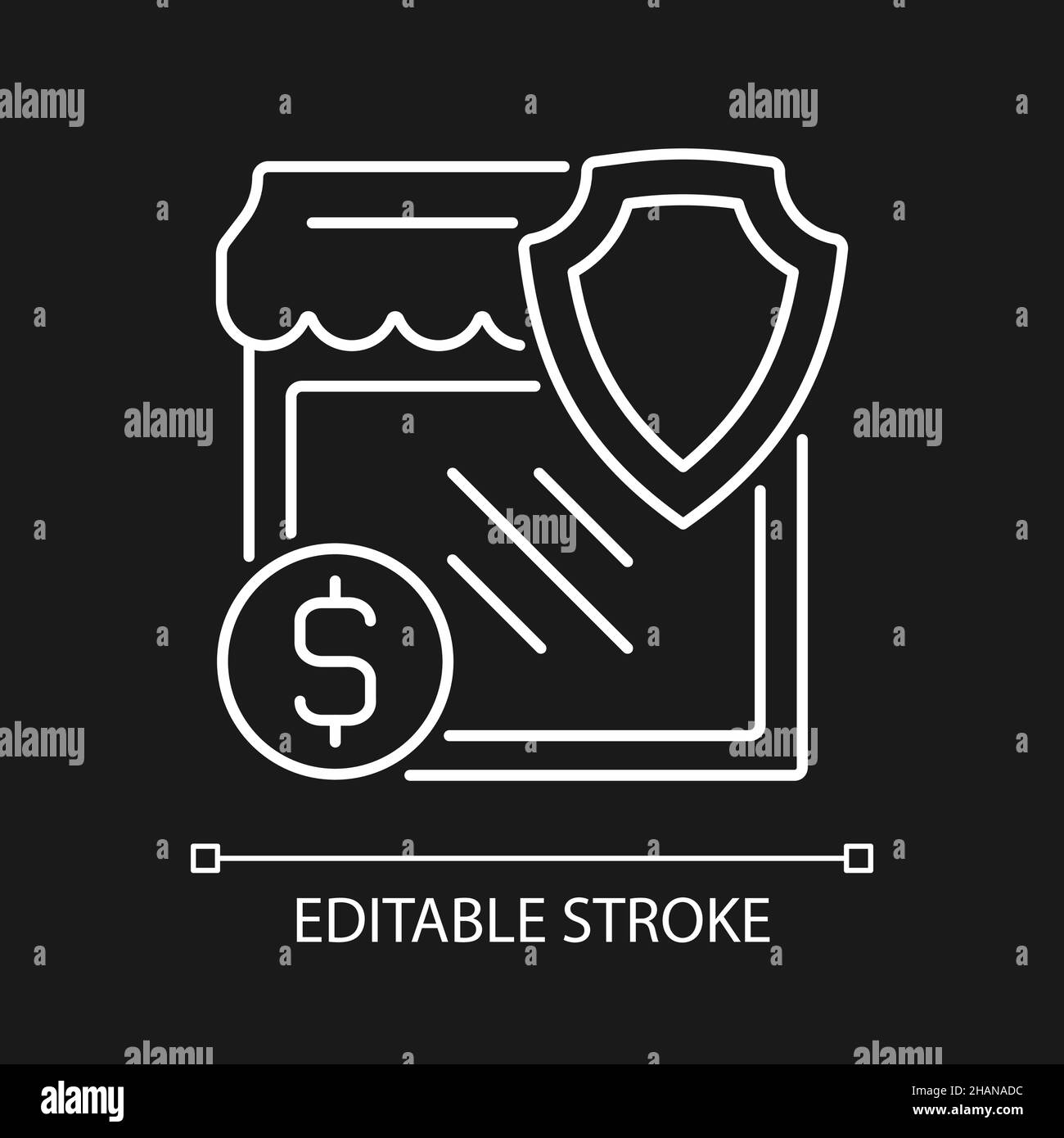 Small business insurance white linear icon for dark theme Stock Vector ...