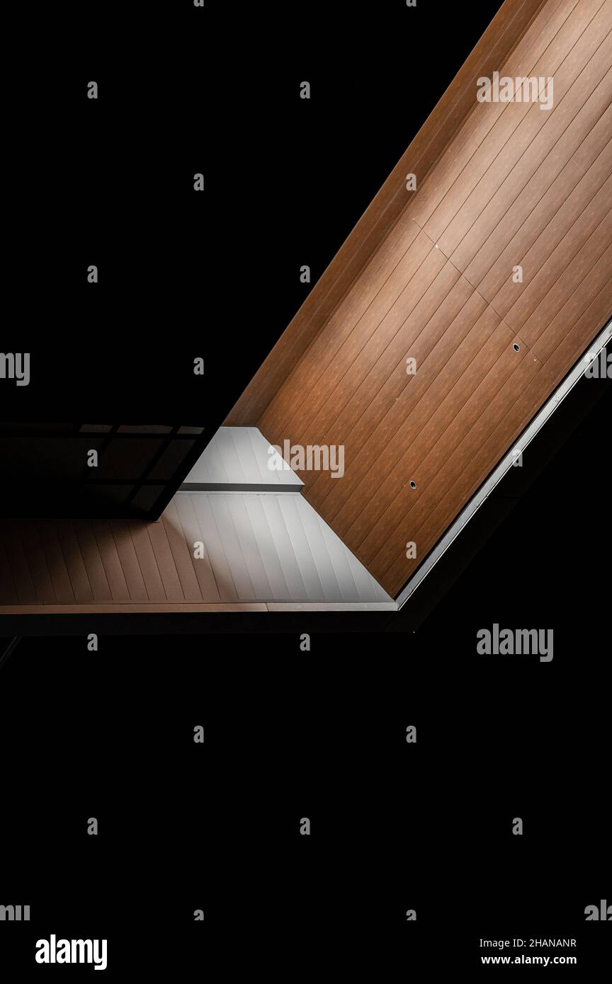 Diagonal window detail with architectural wood elements Stock Photo - Alamy