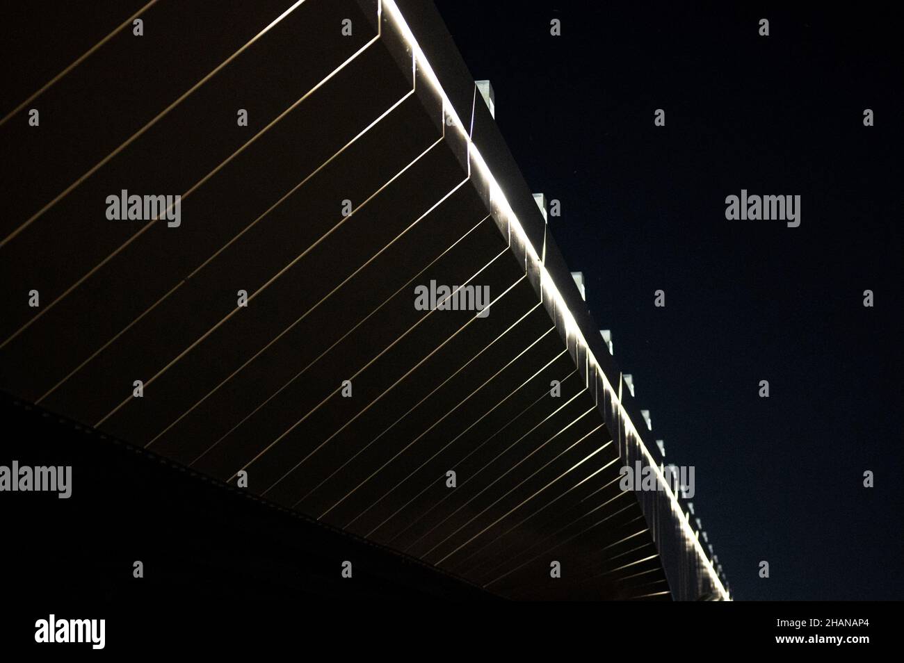 Bridge architectural details with lights at night time Stock Photo - Alamy