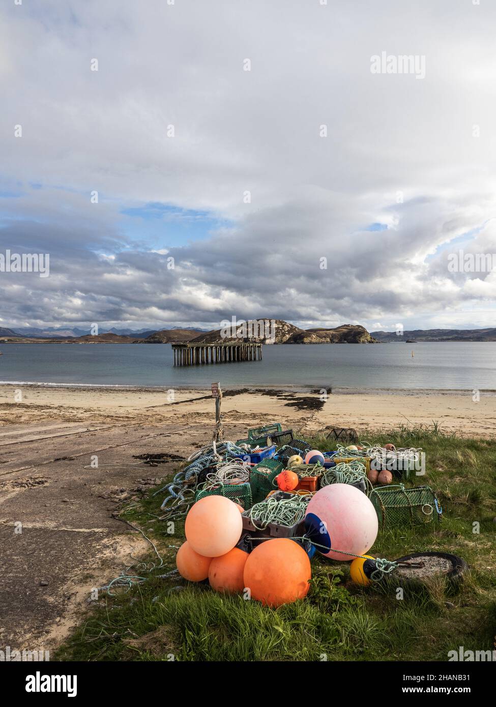 Remains of the WW2 Boom Defence Depot and pier on Loch Ewe, at Mellon ...