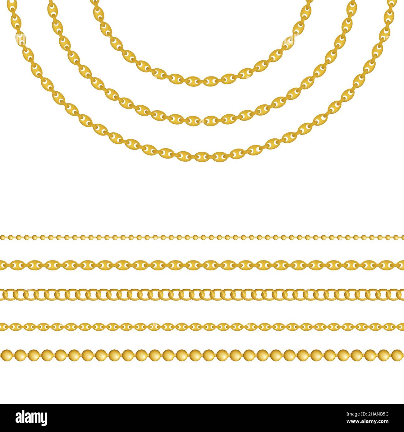 Gold chain, isolated on white background. Vector illustration Stock ...