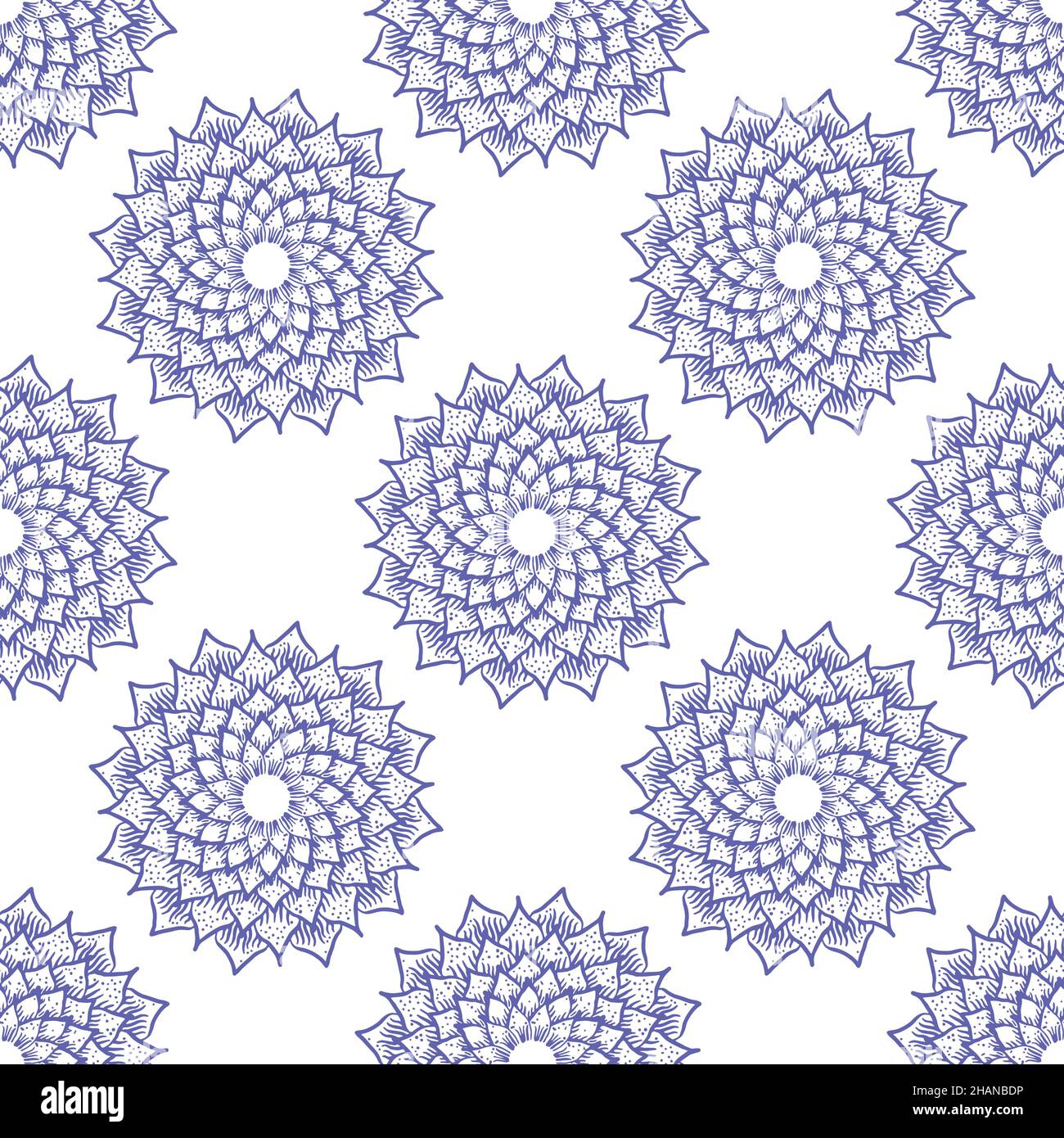 Mandala floral vector pattern seamless background. Delicate drawn ...