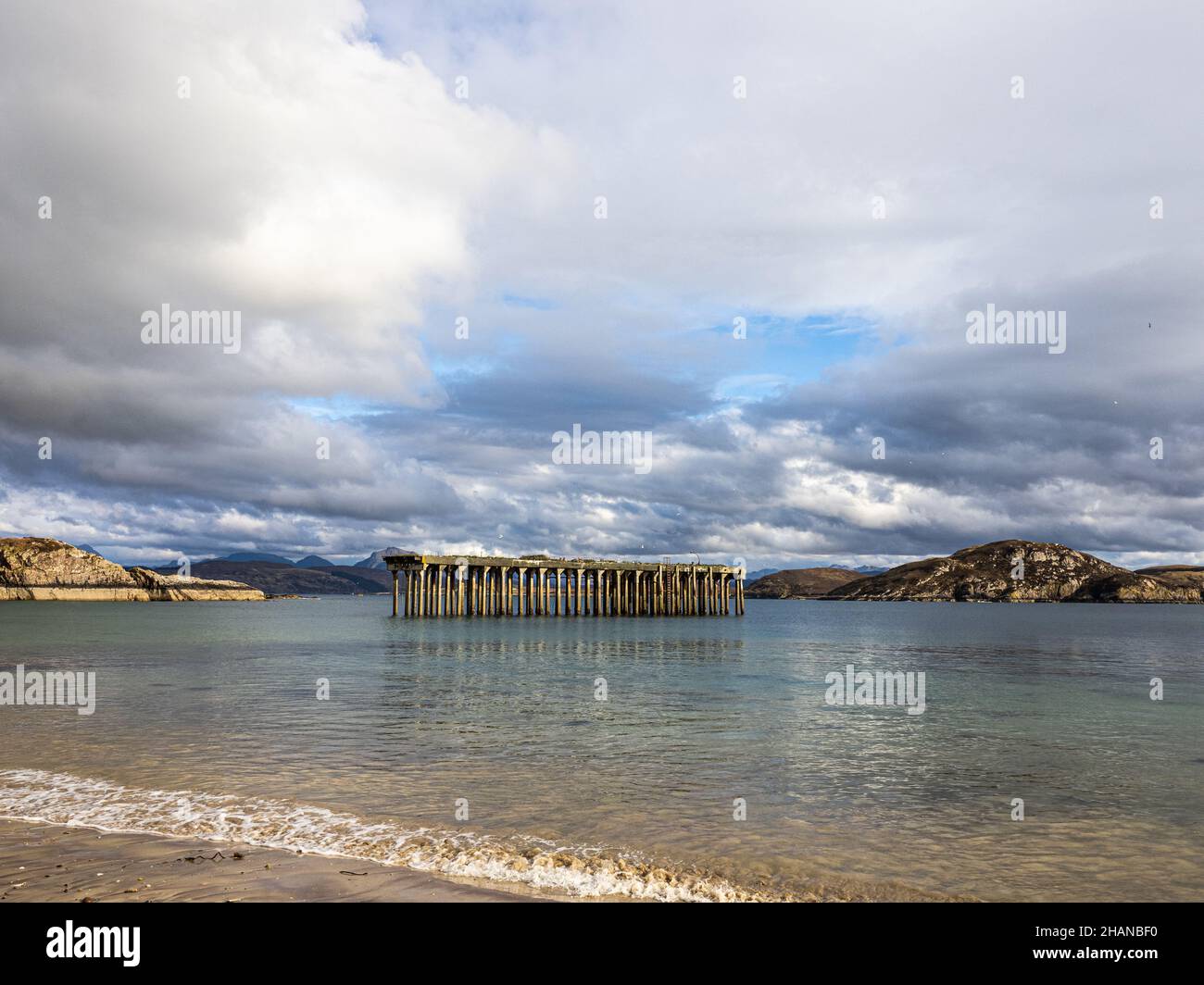 Remains of the WW2 Boom Defence Depot and pier on Loch Ewe, at Mellon ...