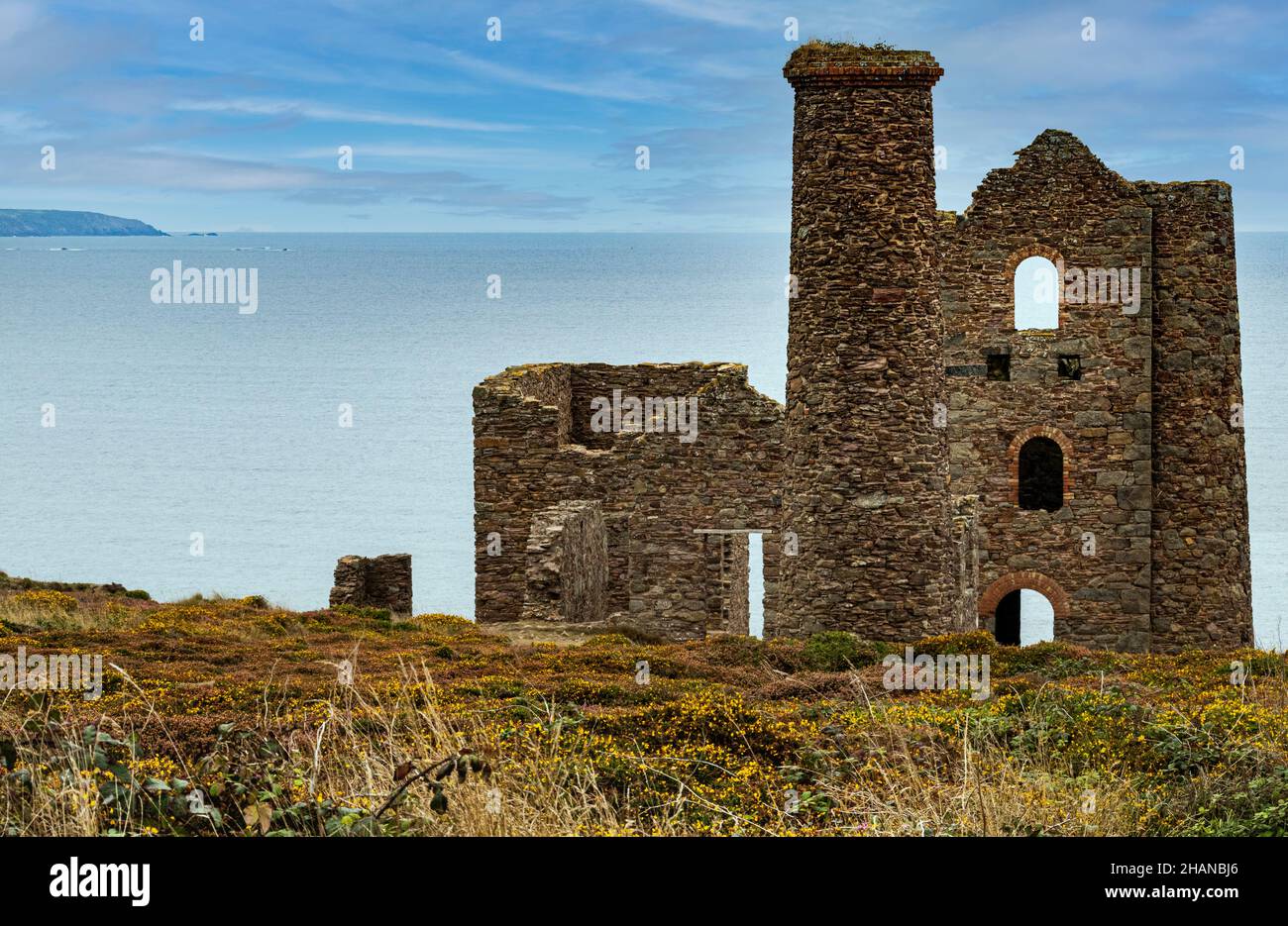 Wheal Coates Tin Mine. Stack, Whim Engine House and Stamps and Whim ...