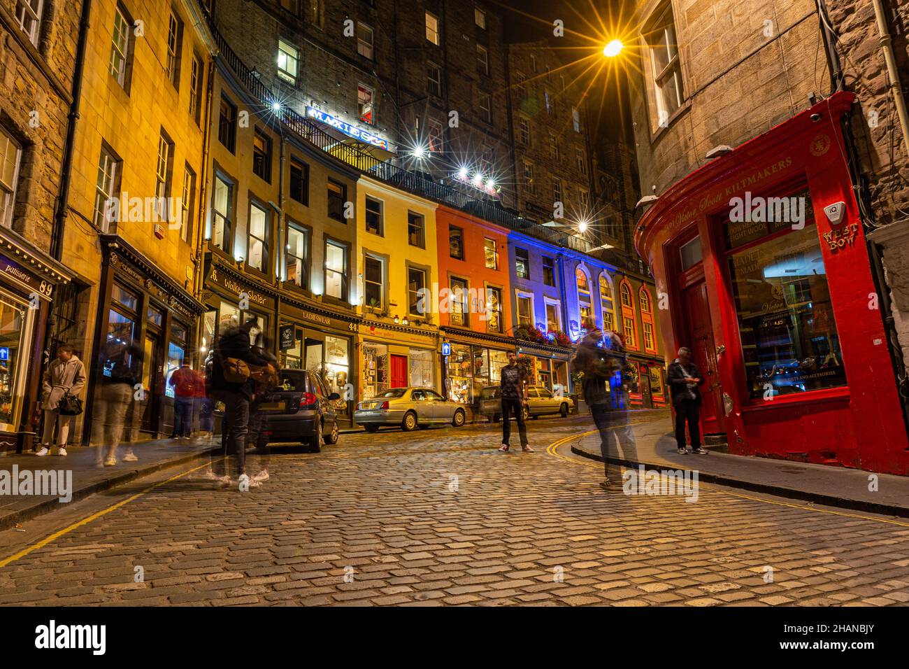 Edinburgh’s Famous West Bow & Victoria Street Showing Bright Colours ...