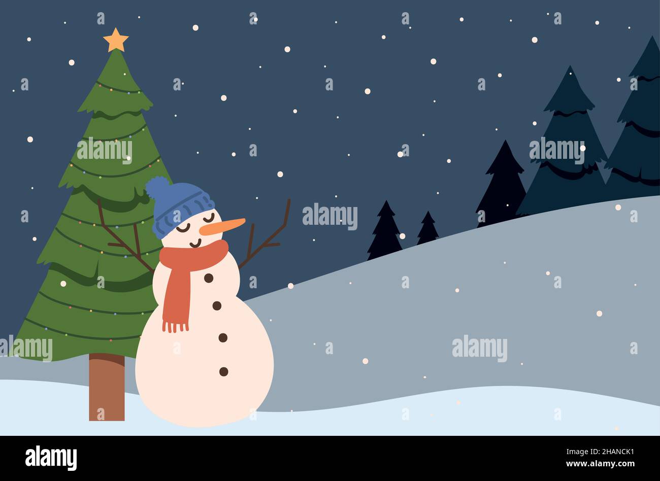 christmas tree and snowman Stock Vector Image & Art - Alamy
