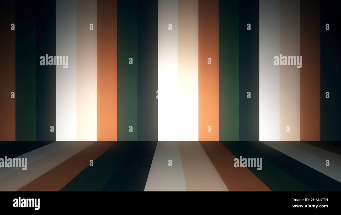 Abstract background with animation of moving colorful stripes on walls ...
