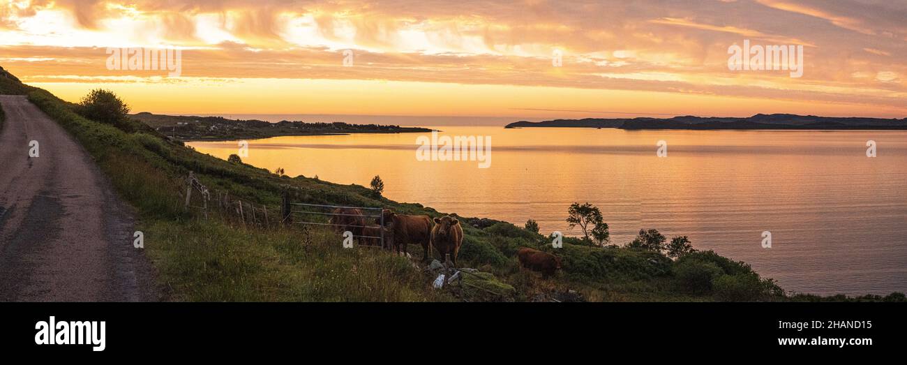 Sunset across Loch Ewe from the southern side, by the B8057, Wester ...