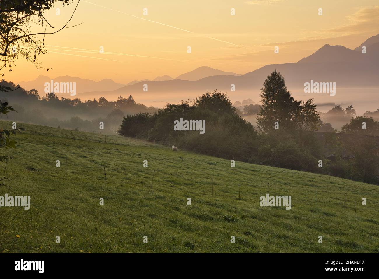 Natural landscape of Murnau in Bavaria, Germany at sunrise Stock Photo ...