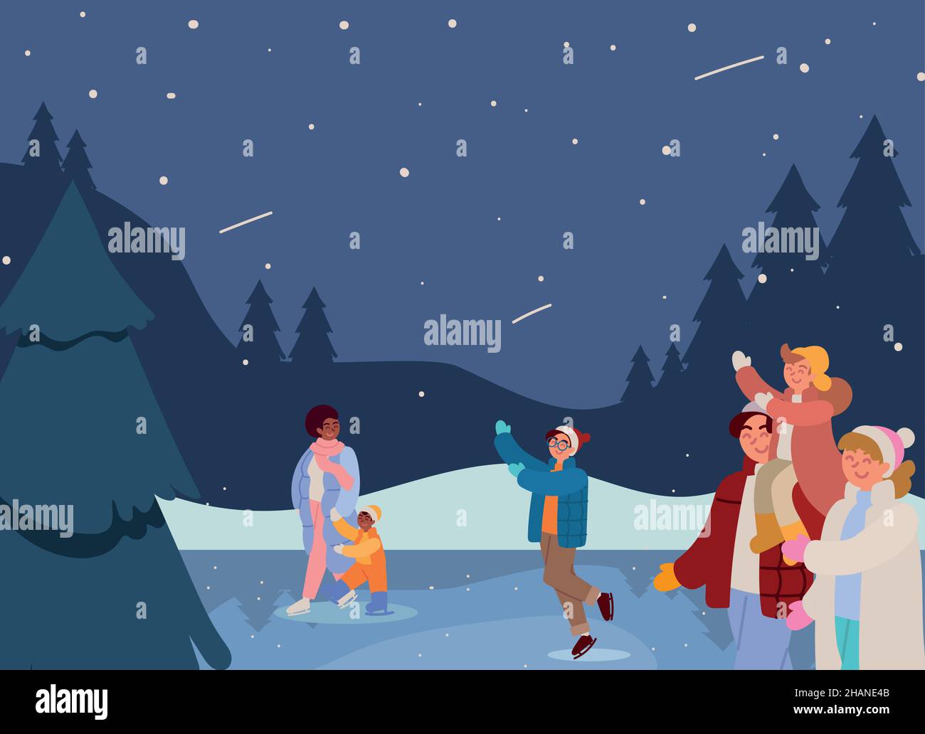 Girl playing outside winter Stock Vector Images - Alamy