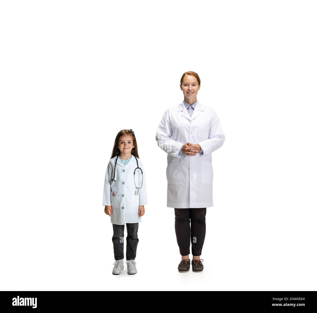Portrait of cute beautiful little girl, child in image of nurse and ...