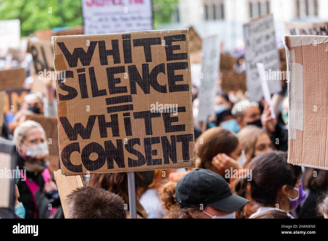 White silence equals white consent sign hi-res stock photography and ...