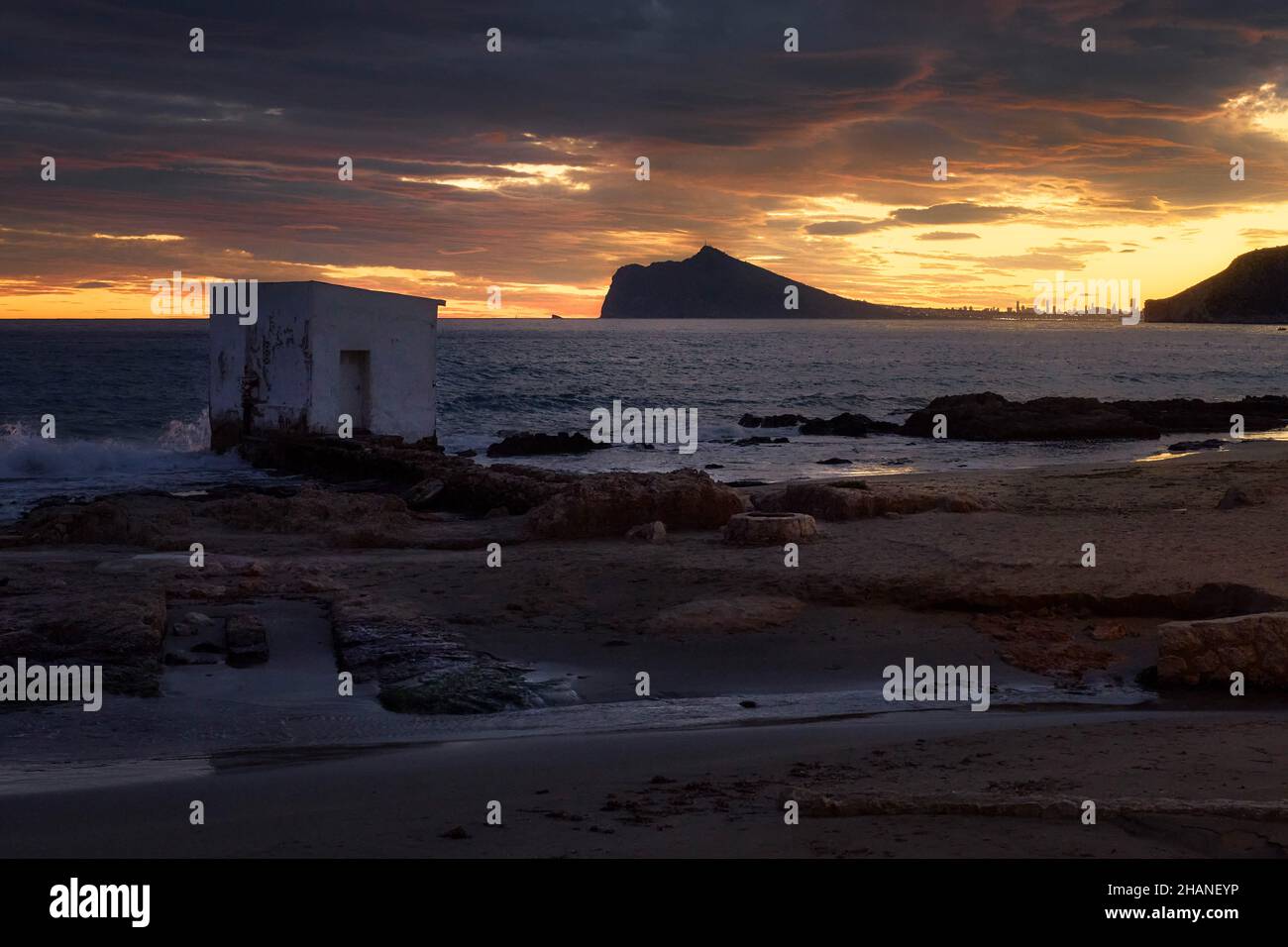 Cala del Morell (Calpe - Alicante - Spain) at sunset Stock Photo - Alamy