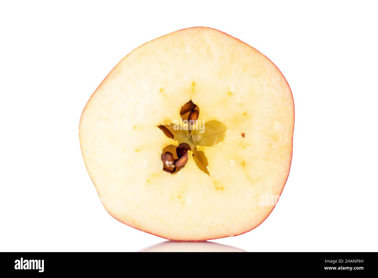 One half of an organic red apple, close-up, isolated on white Stock ...