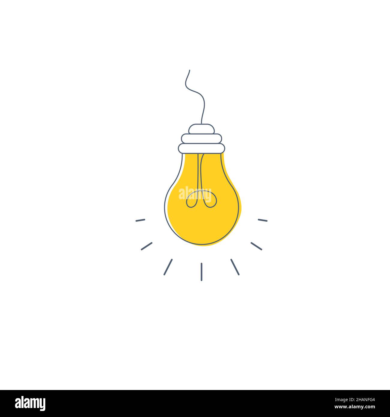 Hand-drawn light bulb, symbol of ideas, solution doodle, energy concept ...