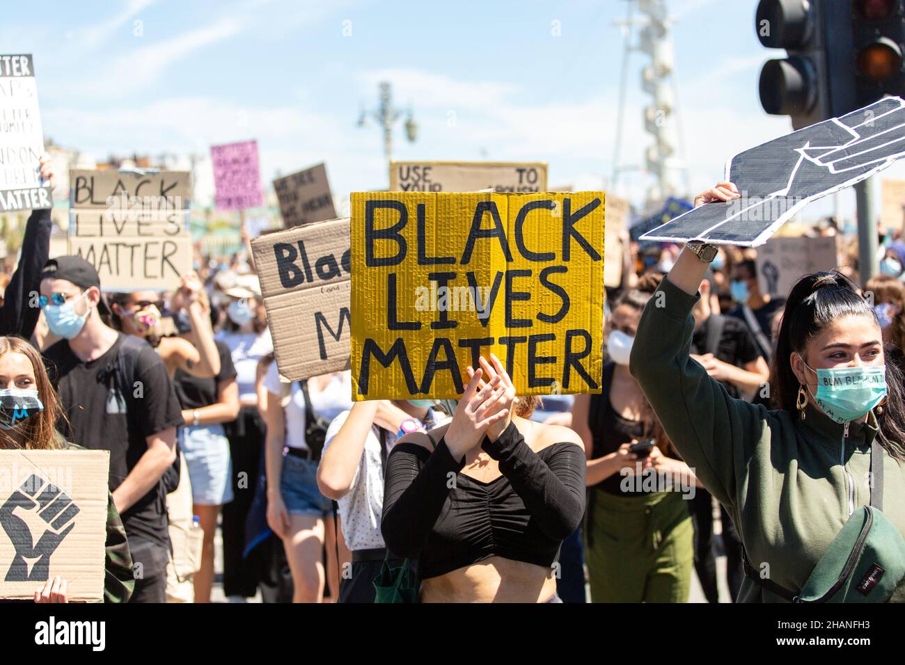Street protest, social movement, protest for social change, BLM signs ...