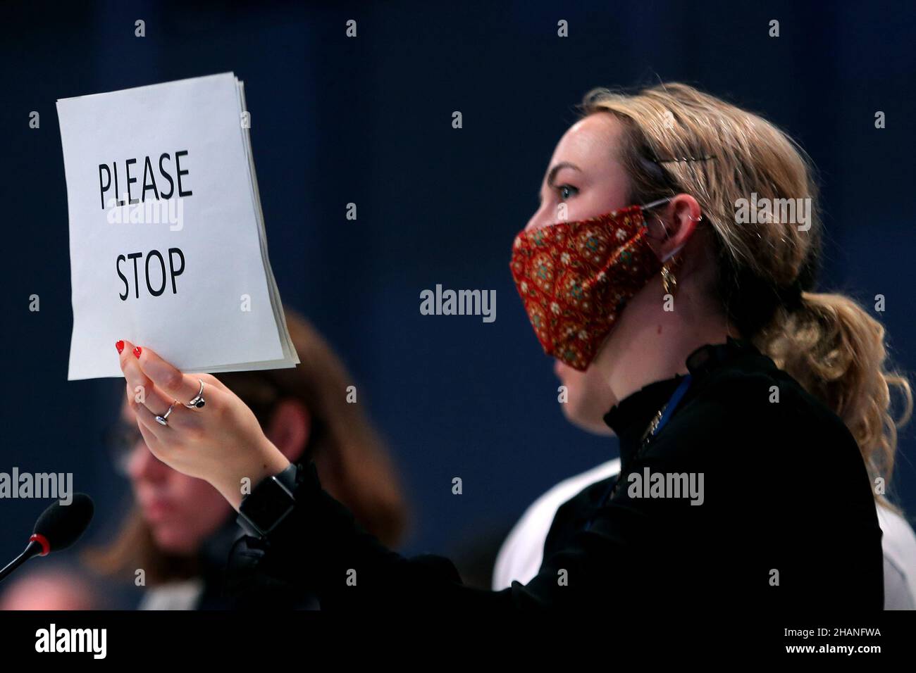 PLEASE STOP SPEECH CUE CARD, 2021 Stock Photo - Alamy