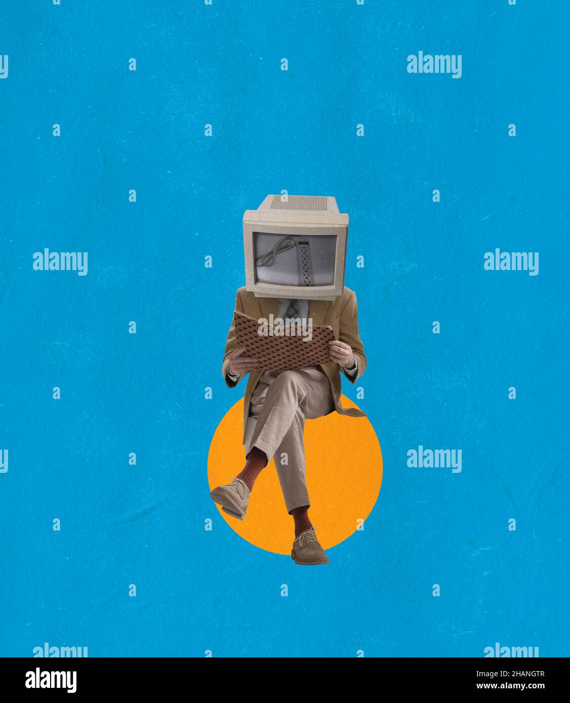 Retro style design. Contemporary art collage of man with vintage ...