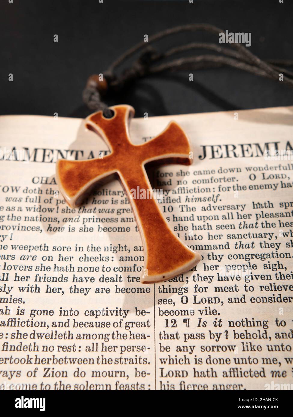 Holy Bible Christian Religion book and Cross Stock Photo - Alamy