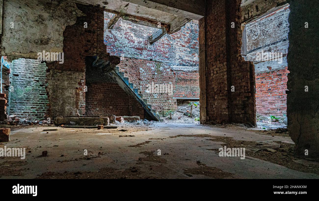 Old decayed corridor of an urban building in Durban South Africa Stock ...