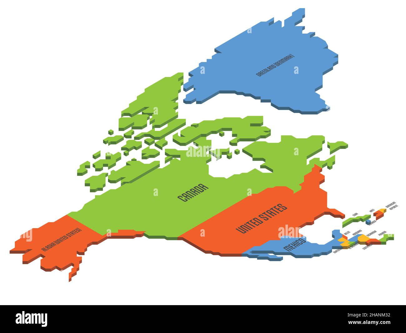 Isometric political map of North America Stock Vector Image & Art - Alamy