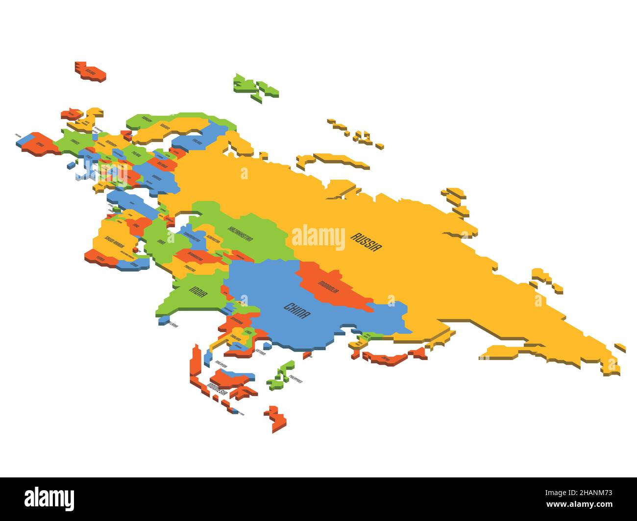 Isometric political map of Eurasia Stock Vector Image & Art - Alamy