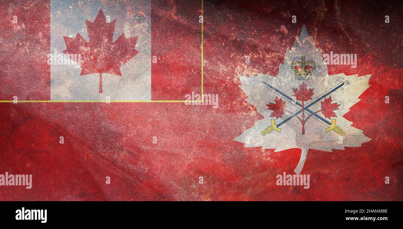 Top view of retro flag of Canadian Army, Canada with grunge texture ...
