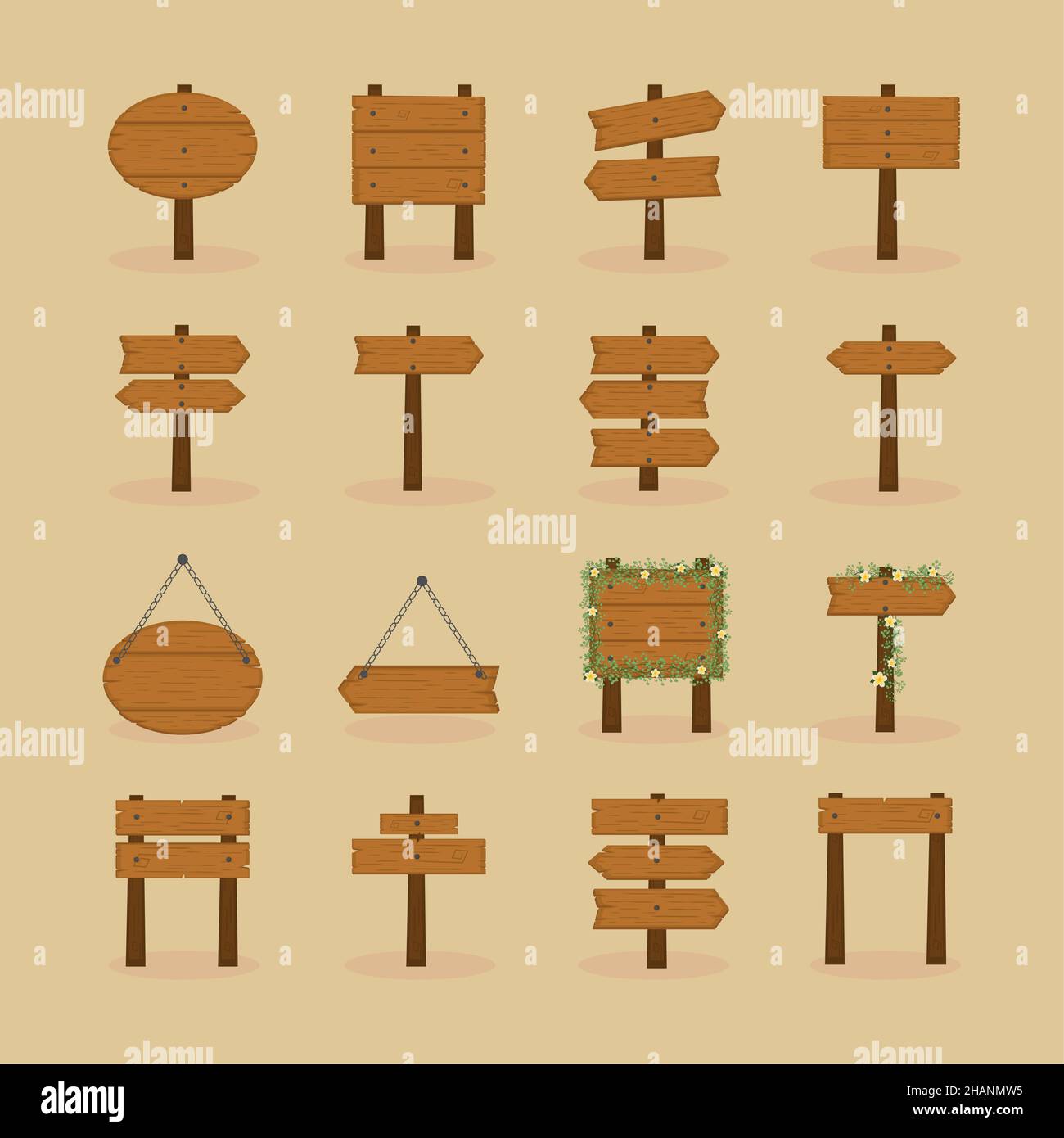 set wooden signs empty Stock Vector Image & Art - Alamy