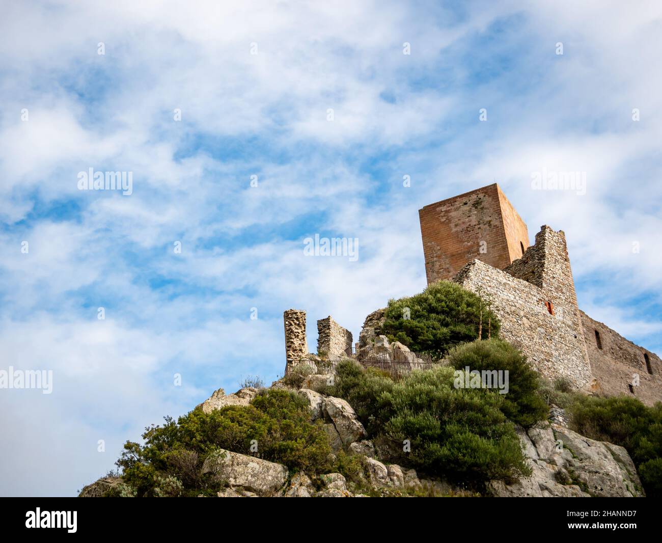 Ancient medieval castle of the small town Burgos in Sardinia Stock ...