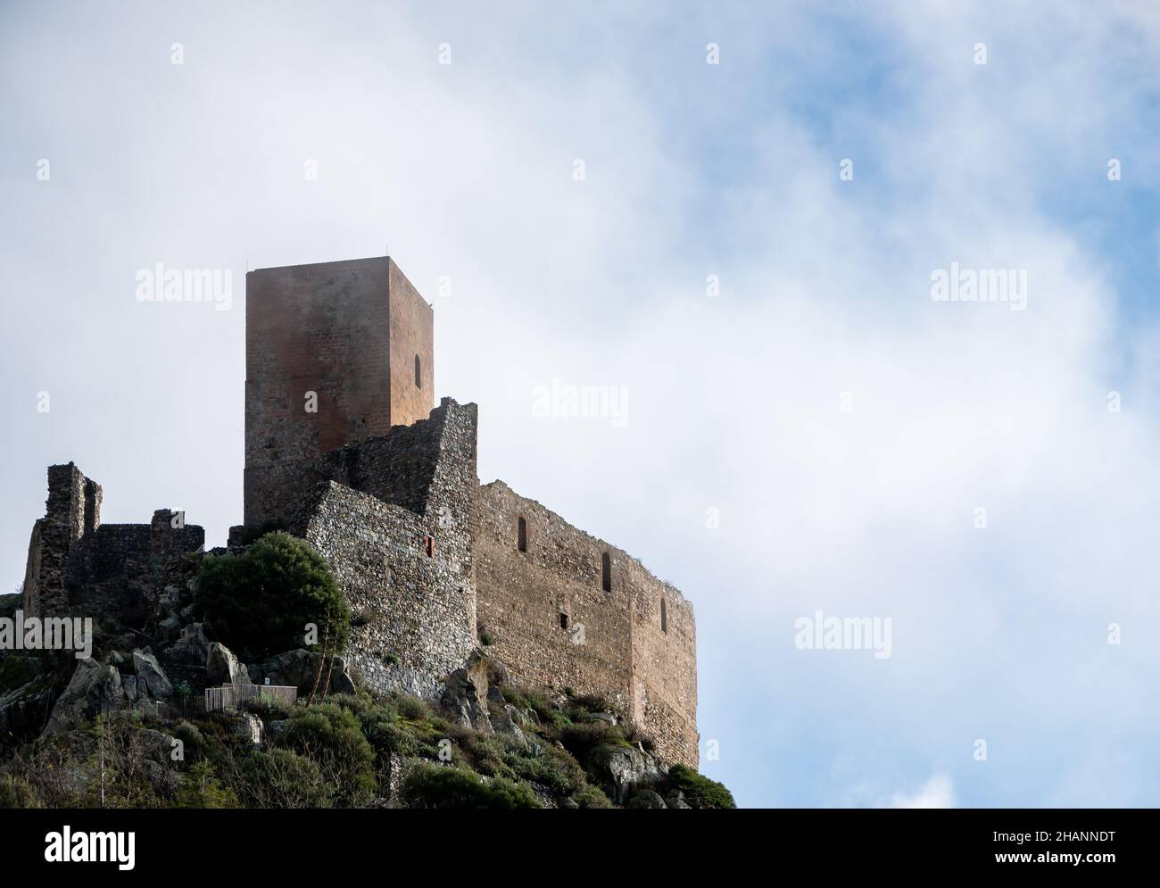 Ancient medieval castle of the small town Burgos in Sardinia Stock ...