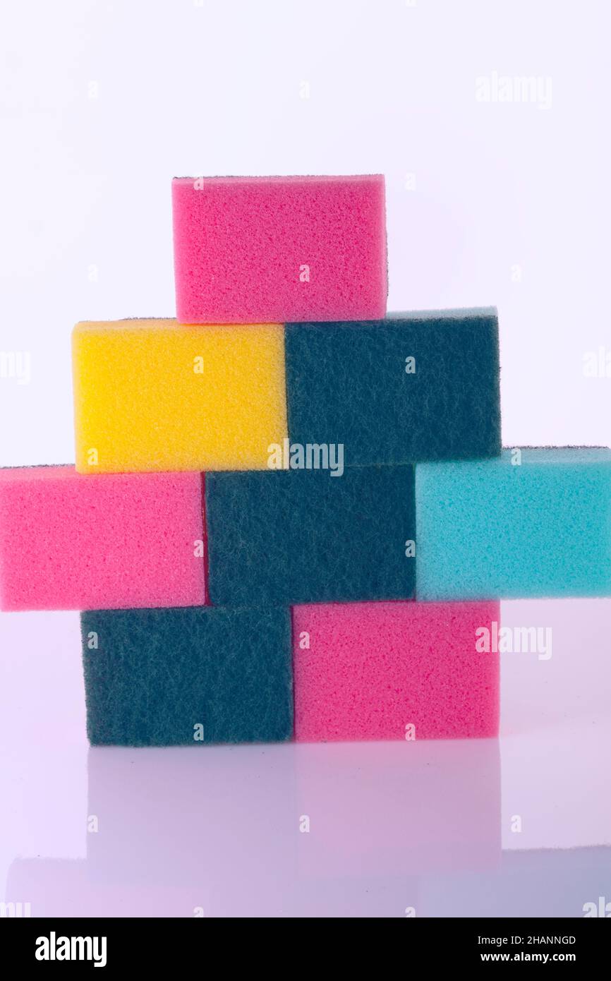 Super colourful Scouring Sponge, scour pads, as semi abstract cleaning ...