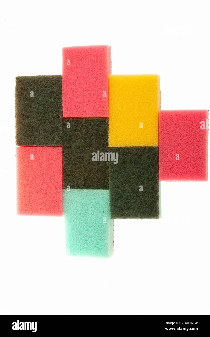 Super colourful Scouring Sponge, scour pads, as semi abstract cleaning ...