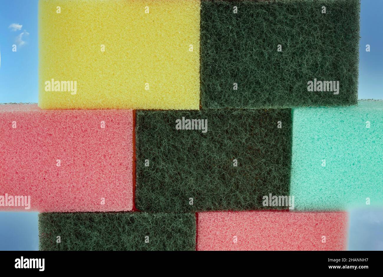 Super colourful Scouring Sponge, scour pads, as semi abstract cleaning ...