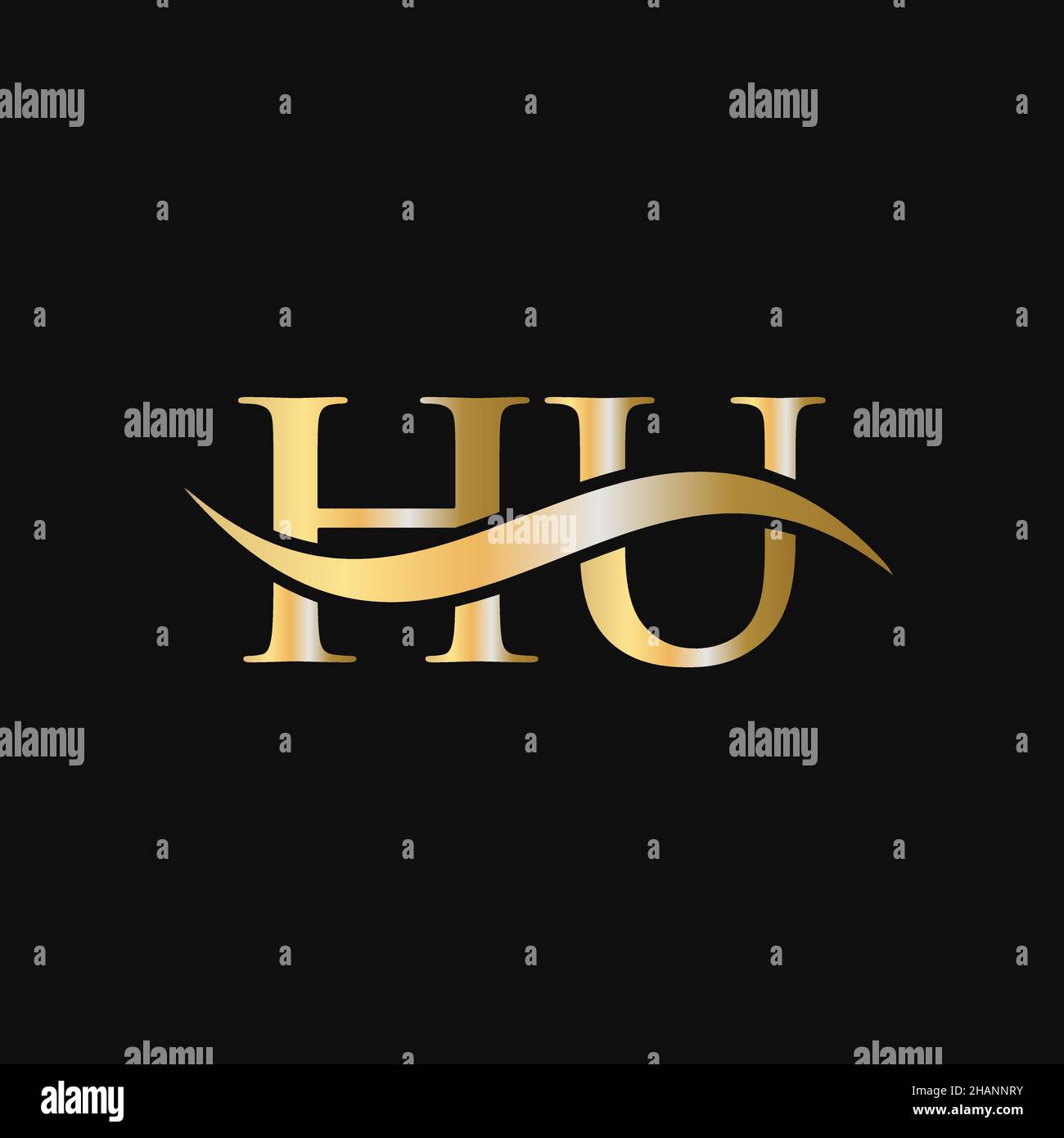 Letter HU Logo Design Template. HU, H U Letter Logo Modern, Flat ...