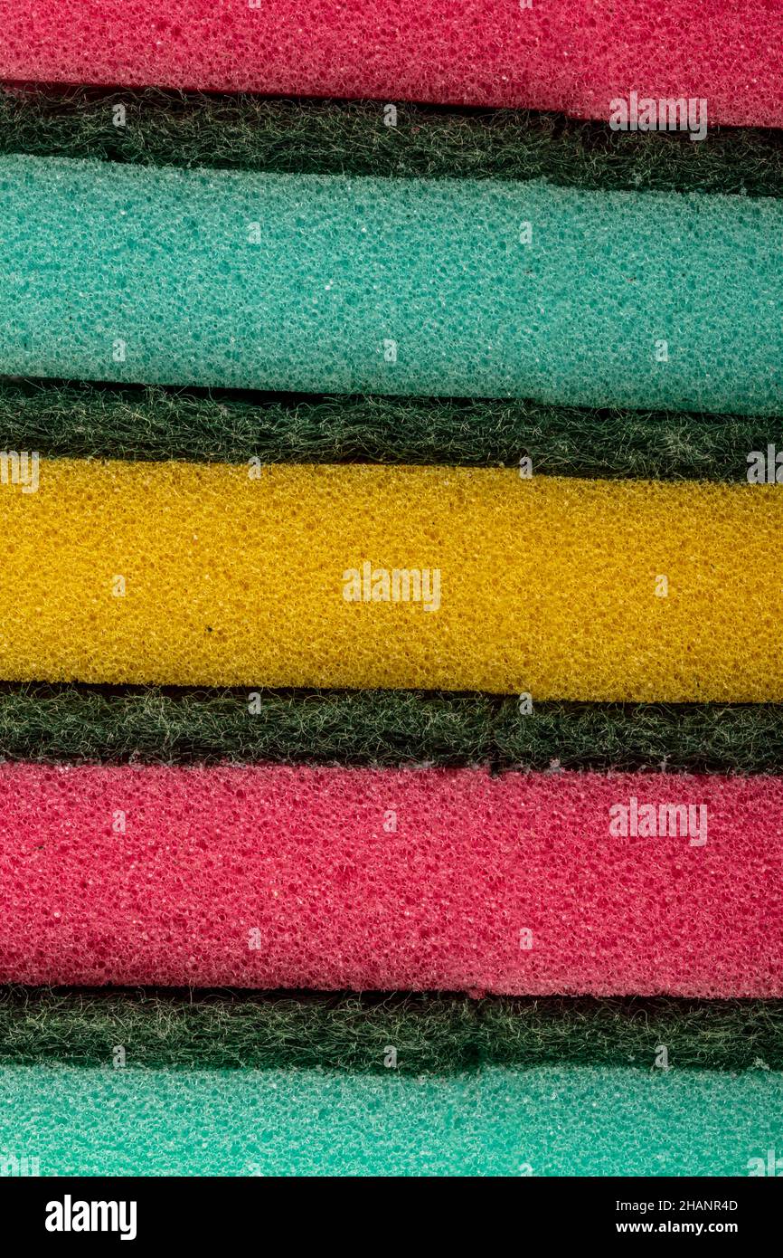 Macro of Scouring Sponge, scouring pad, still life Stock Photo - Alamy