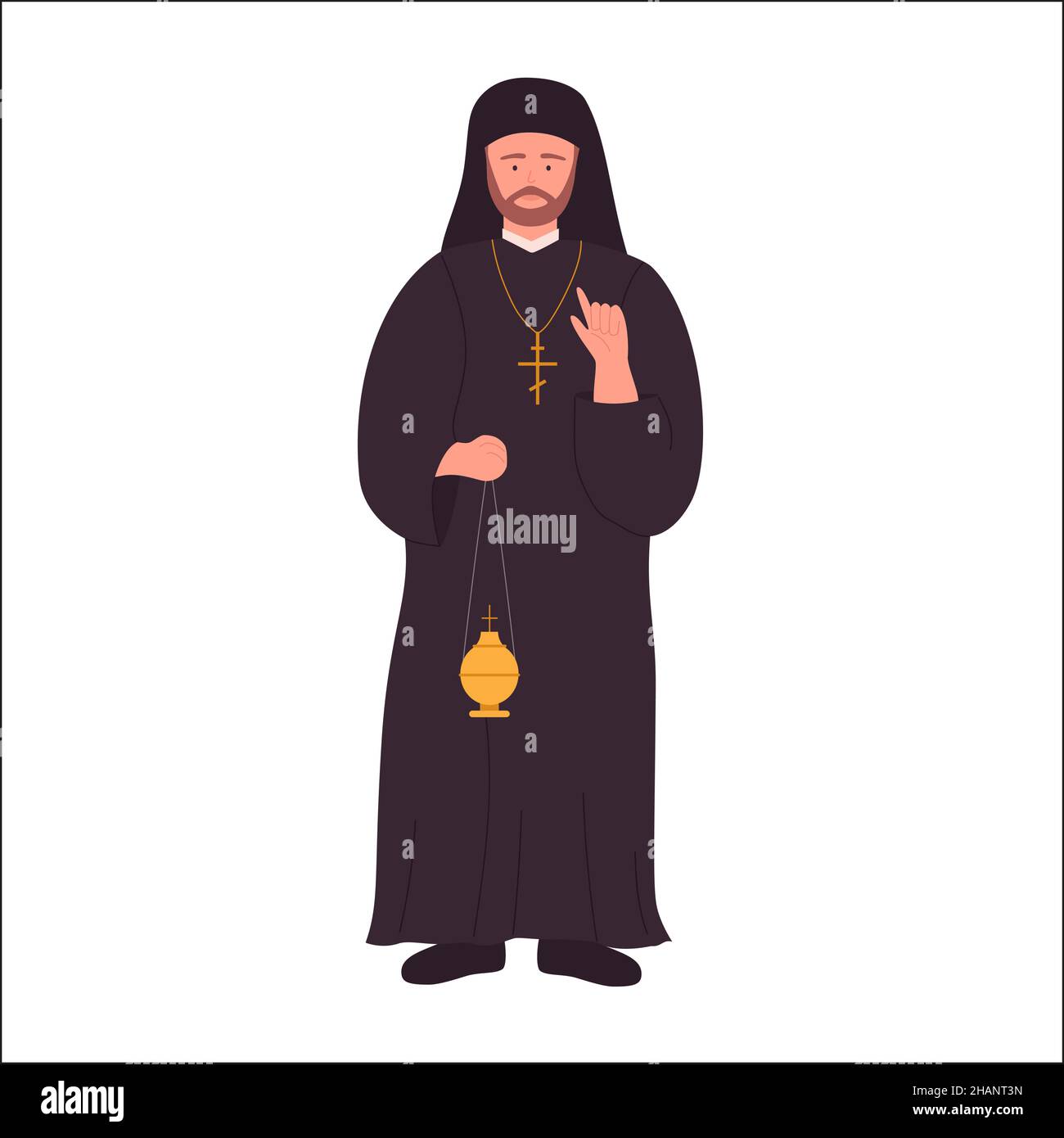 Priest man performing sacred religious rites. Sacred guiding mediator ...