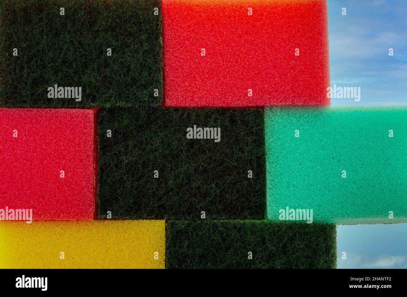 Super colourful Scouring Sponge, scour pads, as semi abstract cleaning ...