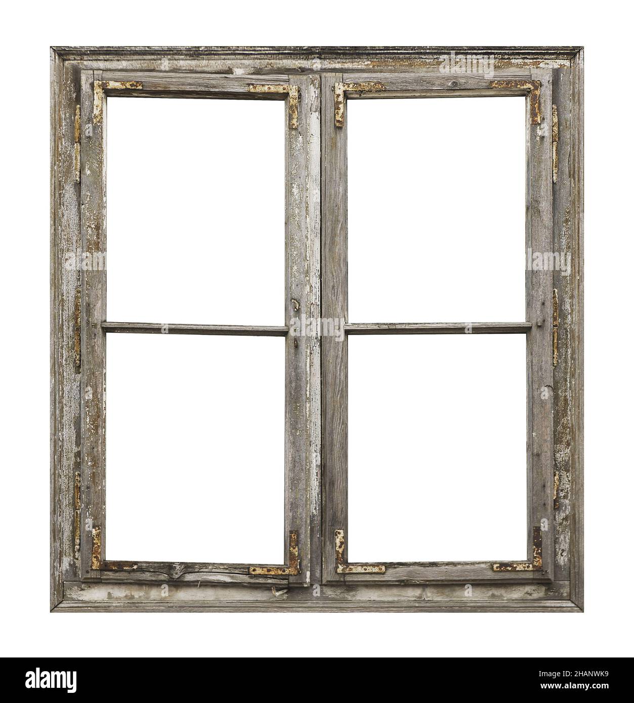 Vintage weathered wooden window isolated on a white background Stock ...