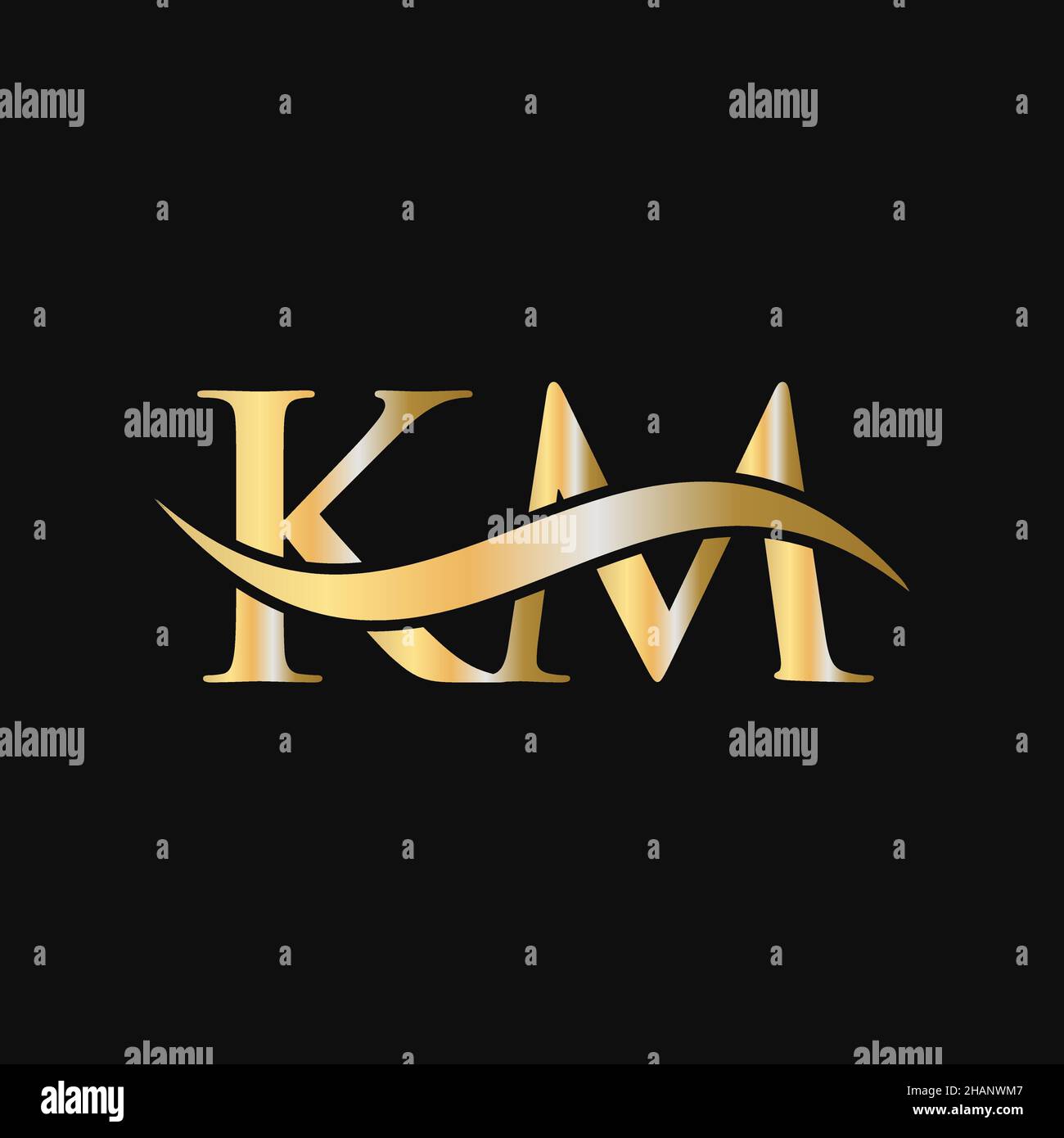 Letter KM Logo Sign Design Template. KM, K M Letter Logo Modern, Flat ...
