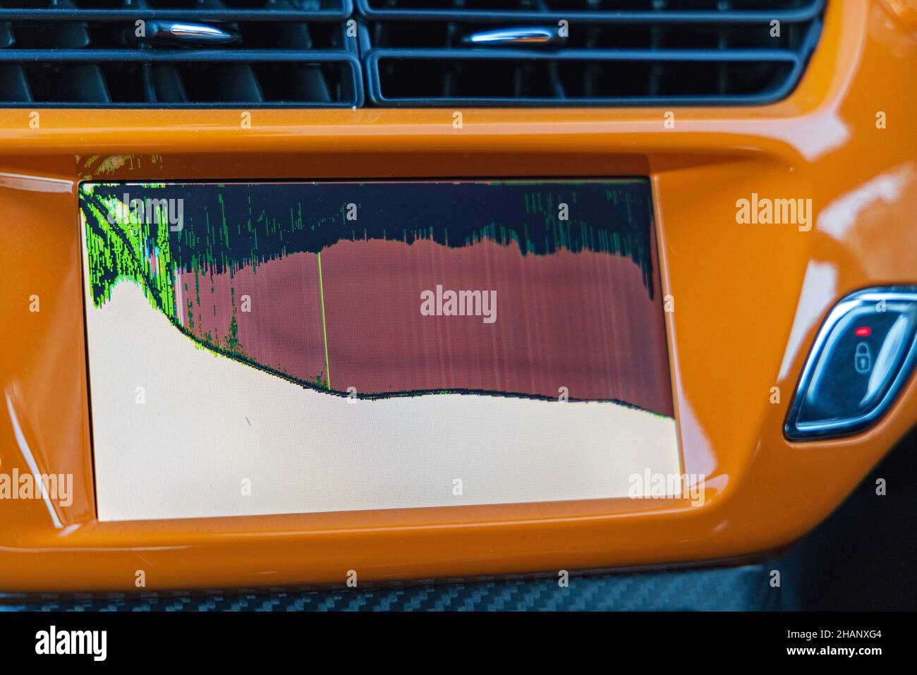 Damaged Glass Broken Lcd Screen in Modern Car Stock Photo - Alamy