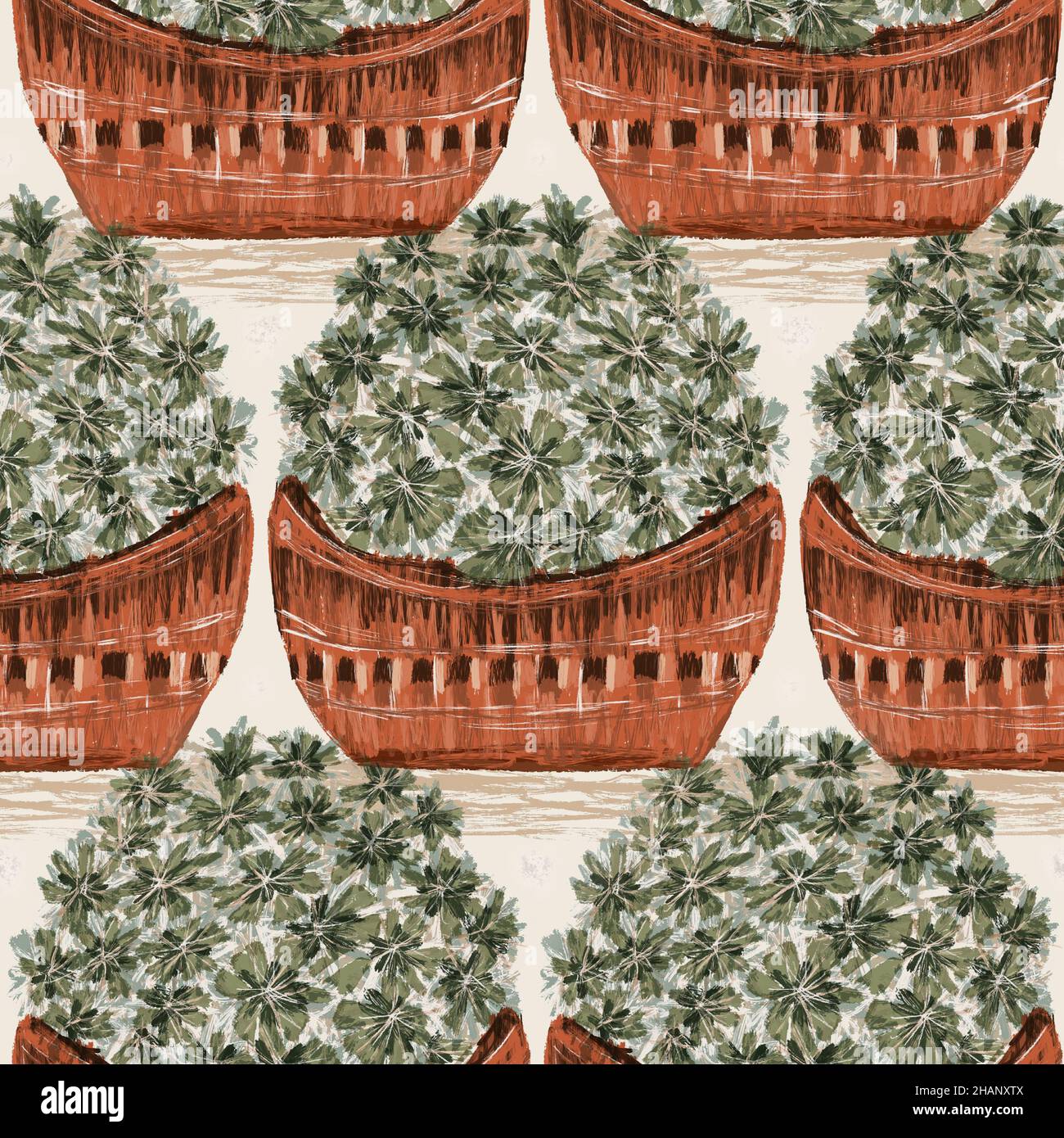 Western cactus on sand texture seamless raster pattern. Organic desert ...