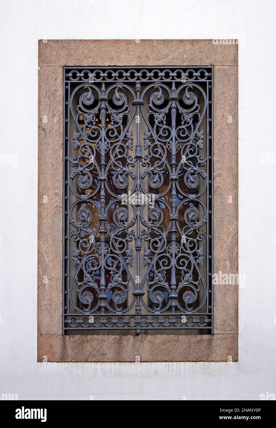 Ancient window with grid, Downtown Rio Stock Photo - Alamy