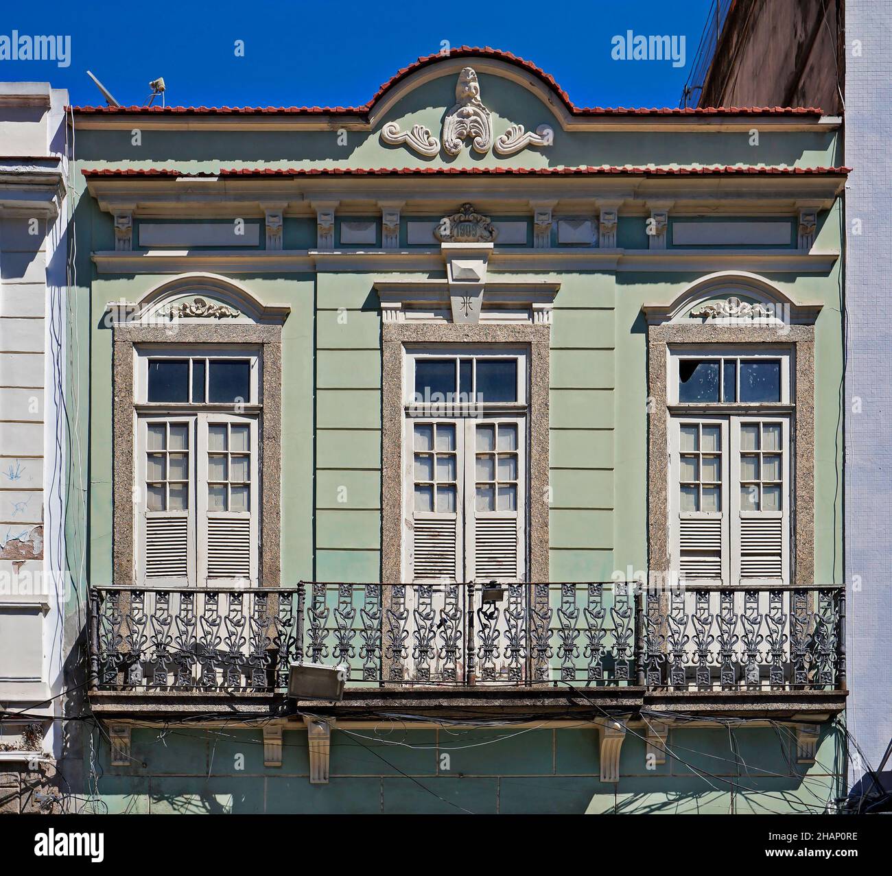Ancient green facade in Rio Stock Photo - Alamy