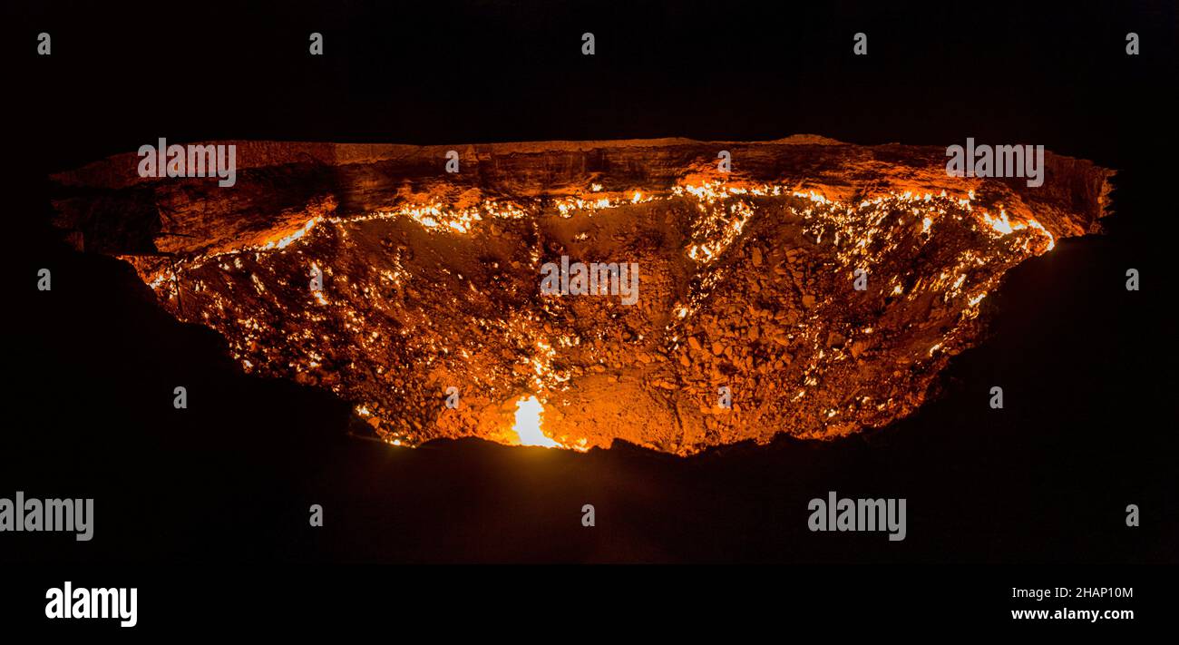 Darvaza Derweze gas crater Door to Hell or Gates of Hell in ...