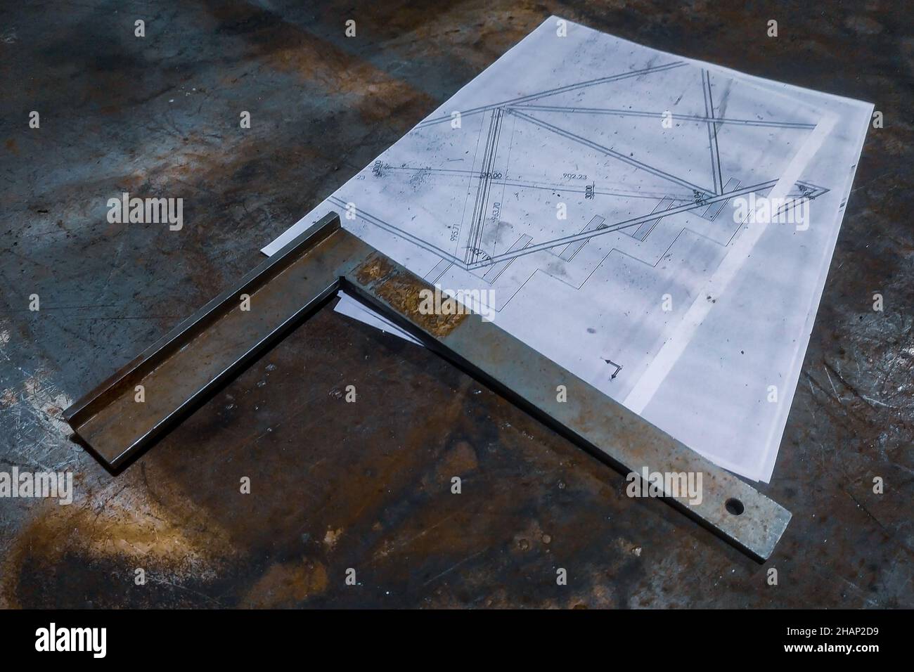 the workplace of a locksmith welder with different tools at the factory ...