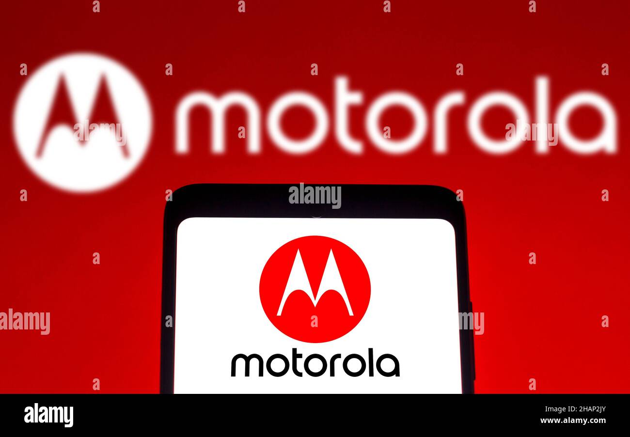 In this photo illustration, a Motorola logo seen displayed on a ...