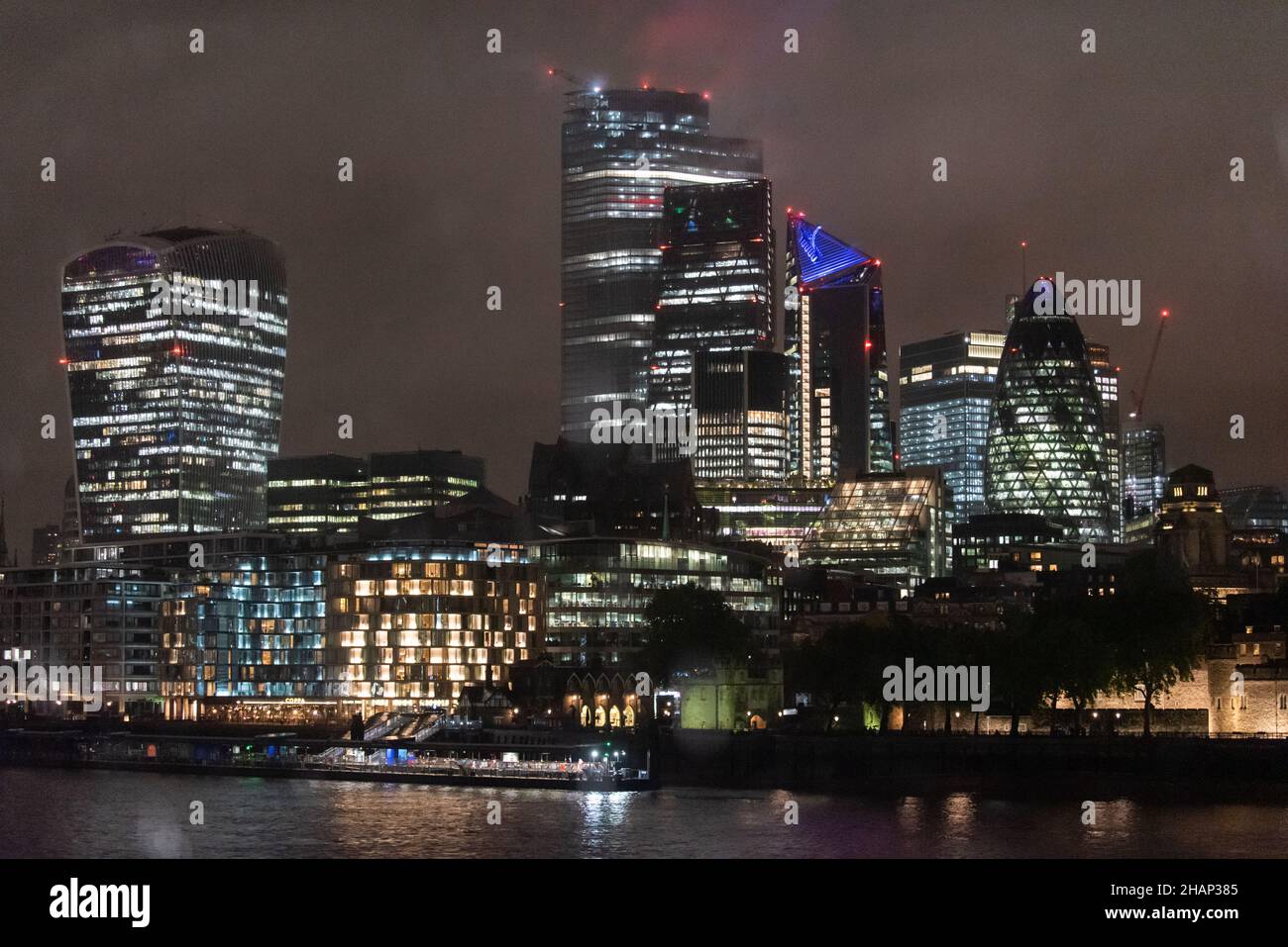England, London, City Skyline, at night with fog Stock Photo - Alamy