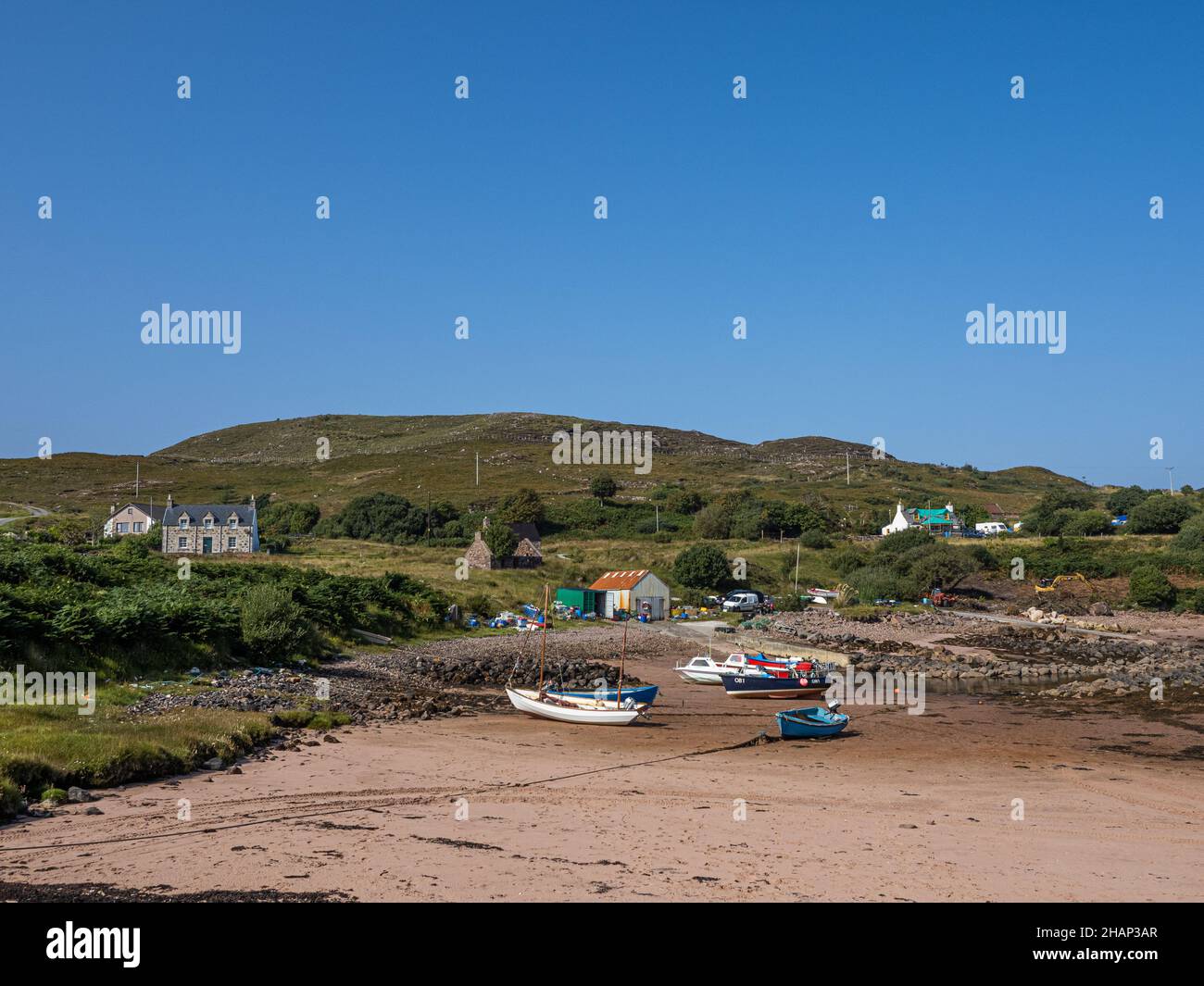 The fishing village of Cove on the B8057 overlooking Loch Ewe in Wester ...