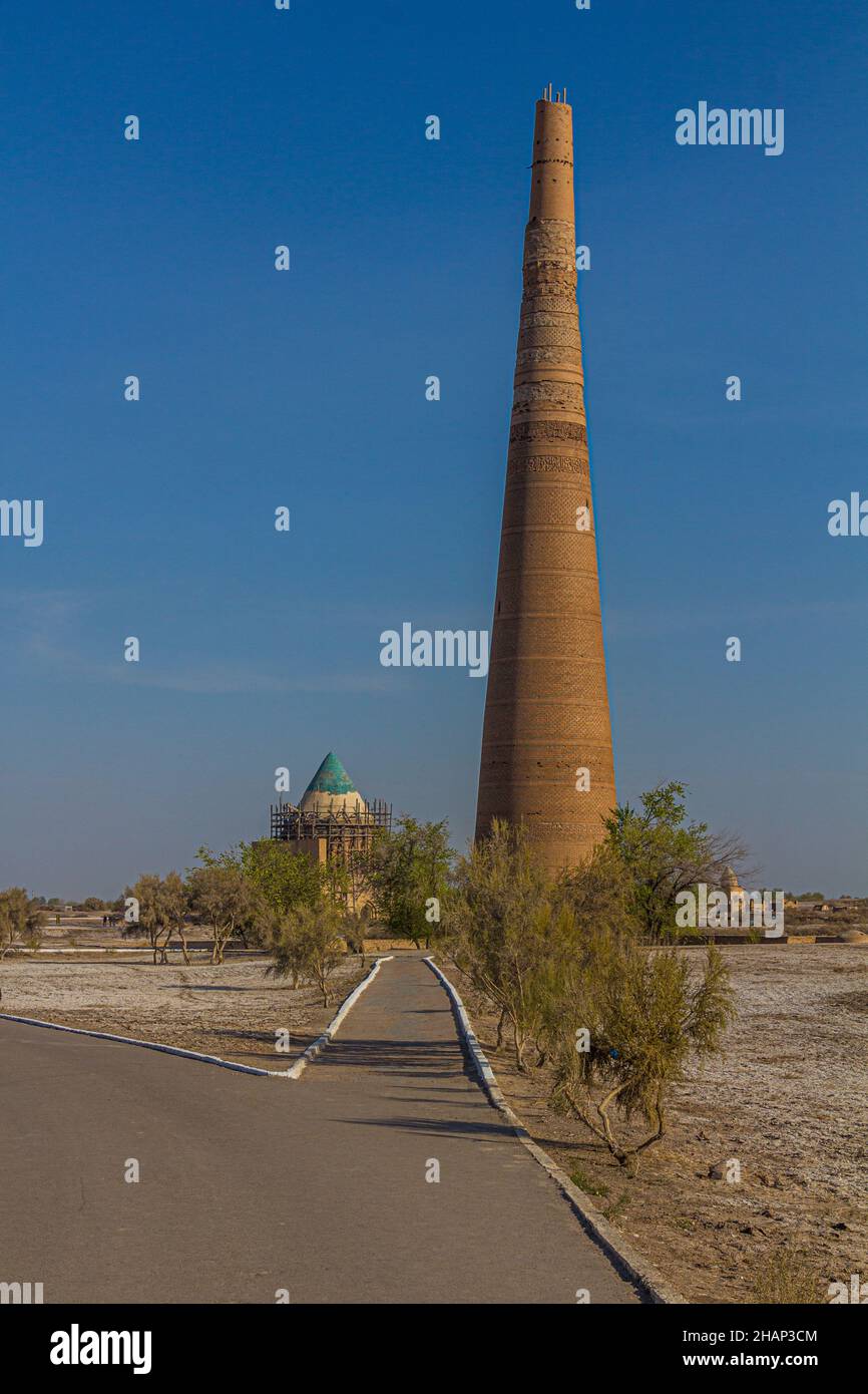 Kutlug Timur Minaret in the ancient Konye-Urgench, Turkmenistan Stock ...