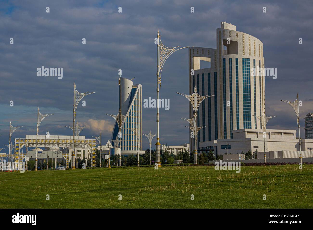 Marble-clad buildings of modern Ashgabat, Turkmenistan Stock Photo - Alamy